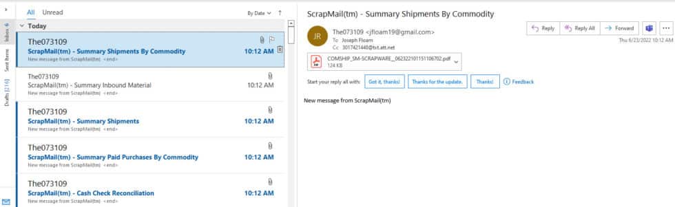 ScrapMail Interface | Scrapware, Scrap Metal Recycling Software
